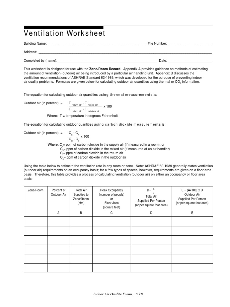 Ventilation Worksheet | PDF | Ventilation (Architecture ...