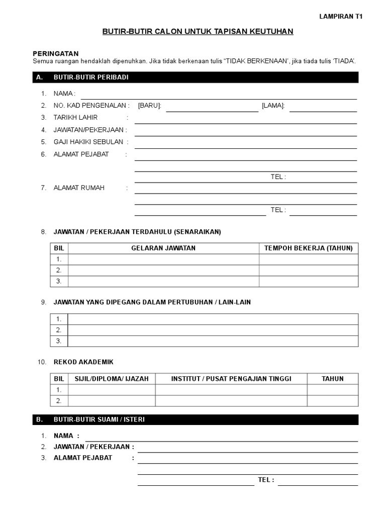 Butir-Butir Calon Untuk Tapisan Keutuhan Lampiran t1 | PDF