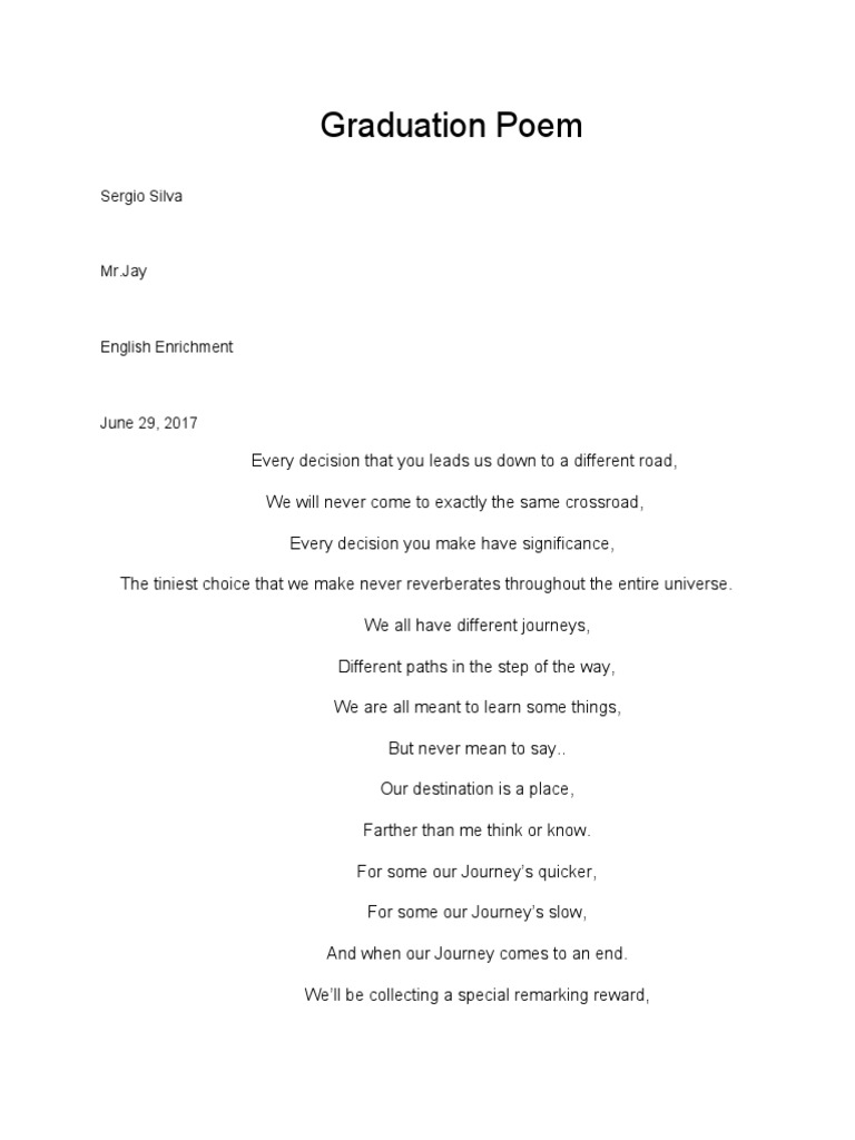 Graduation Journey Poem | PDF