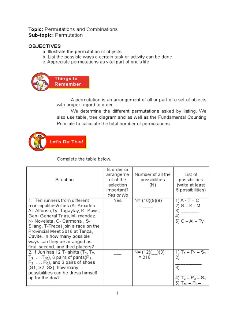 Grade 10 LAA 3rd Quarter | PDF | Permutation | Probability