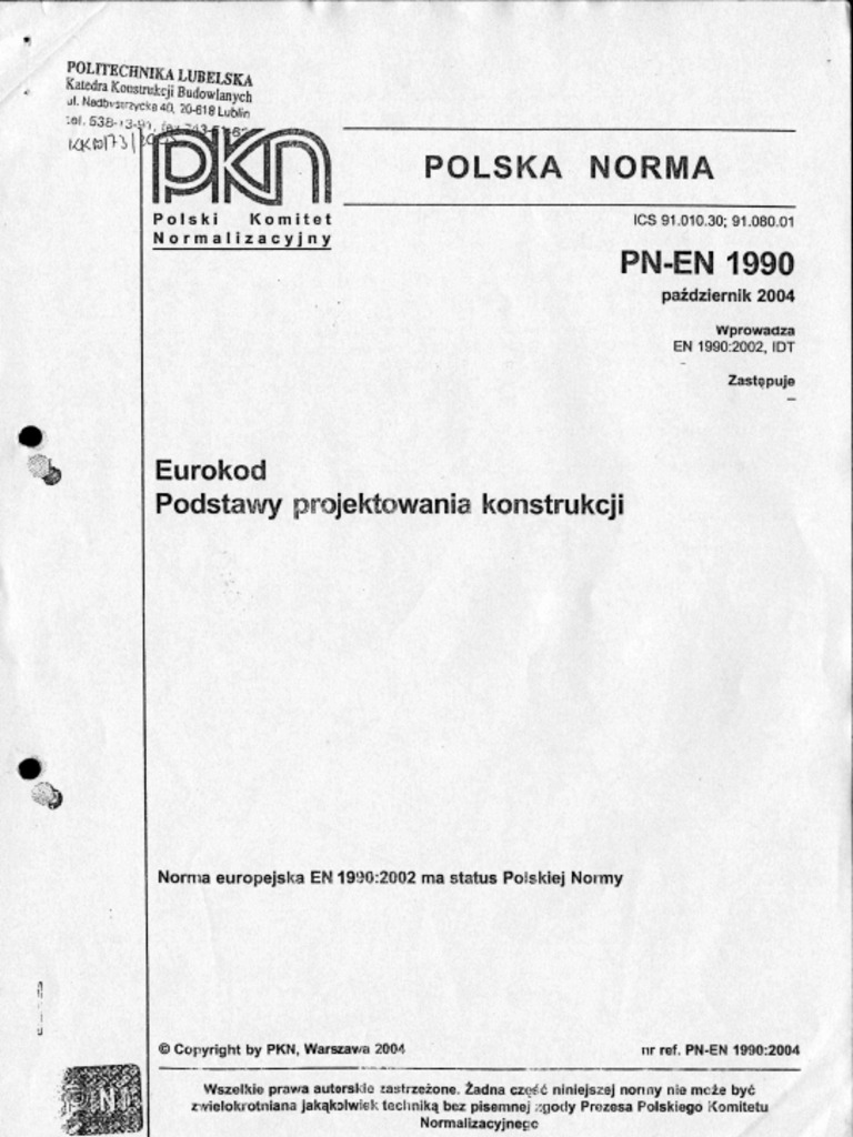Pn En 1990 2004 Podstawy Projektowania Konstrukcji Pdf