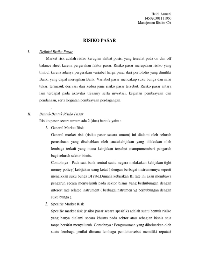 Risiko Pasar & Risiko Operasional | PDF | Bisnis | Pengelolaan Keuangan ...