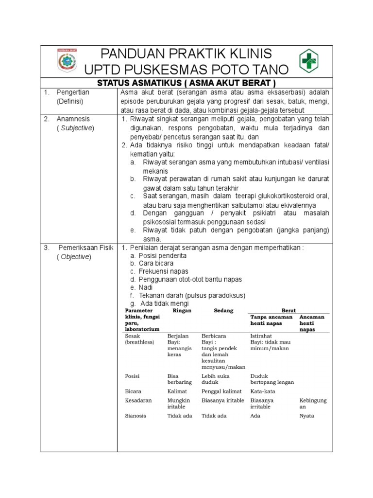 Panduan Tatalaksana Status Asmatikus | PDF