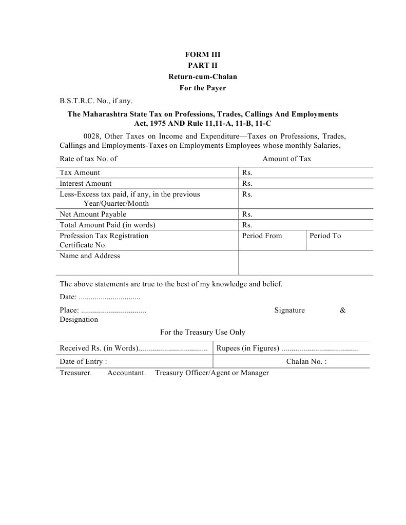 Maharashtra Profession Tax Return Form | PDF