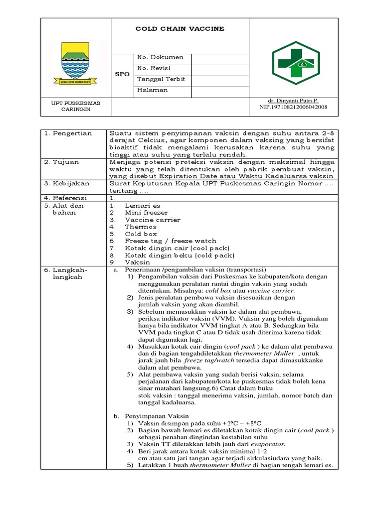 Sop Cold Chain | PDF