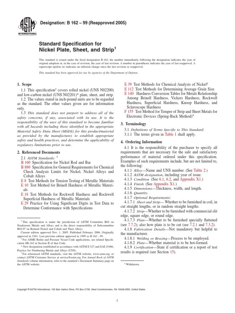 Astm b162 | PDF | Rolling (Metalworking) | Specification (Technical ...