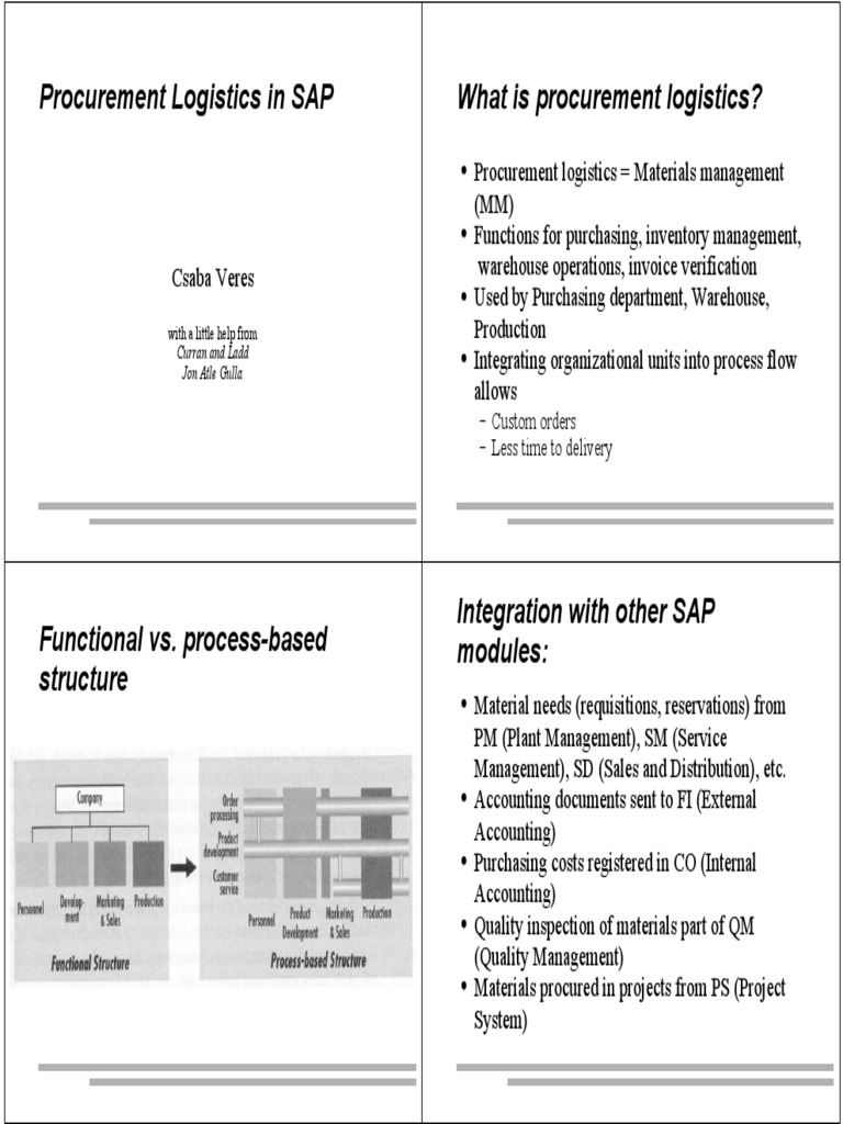 SAP MM - Procurement Scenario | PDF | Inventory | Procurement