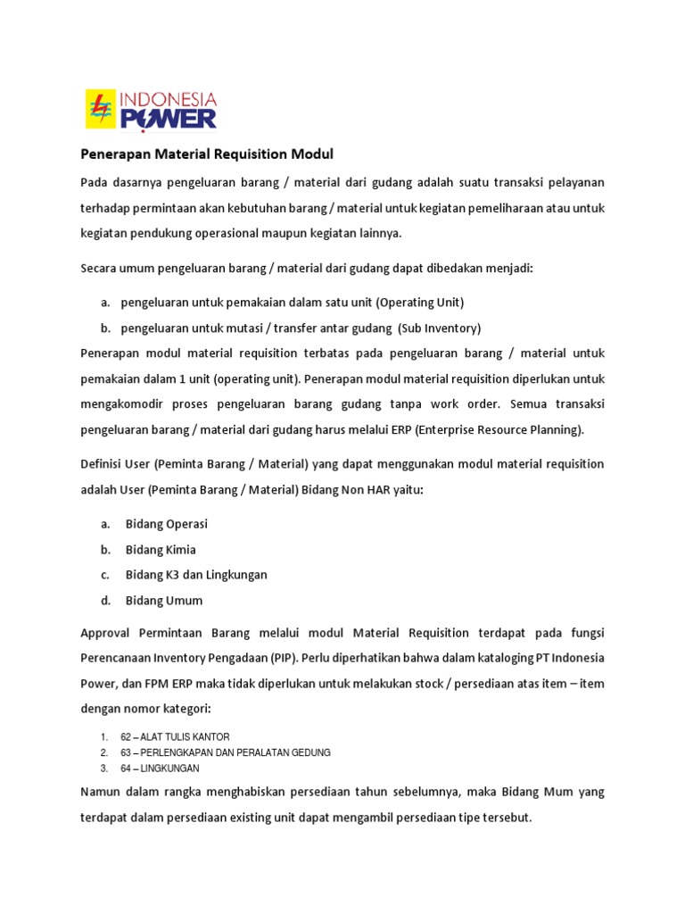 1 Flow Chart Prosedur Material Requisition Issue | PDF