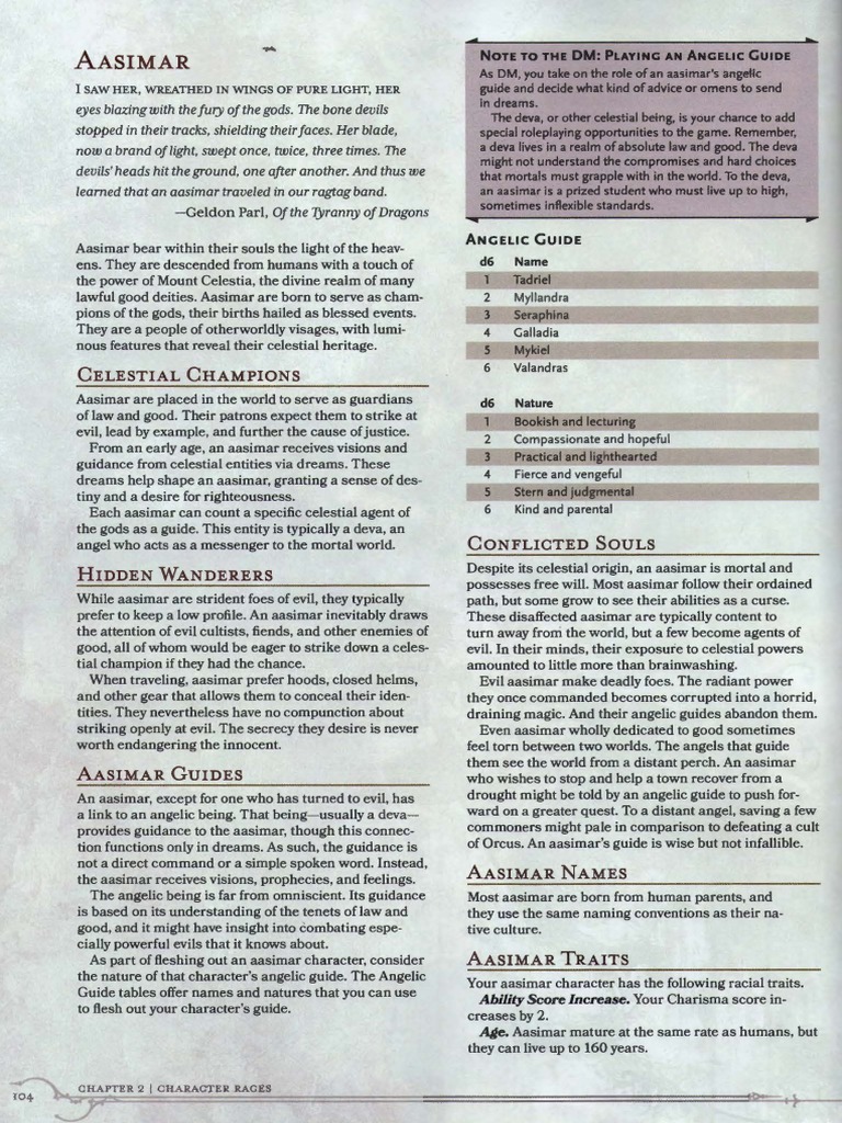 D&D 5e Aasimar | PDF | Gary Gygax Games | D20 System