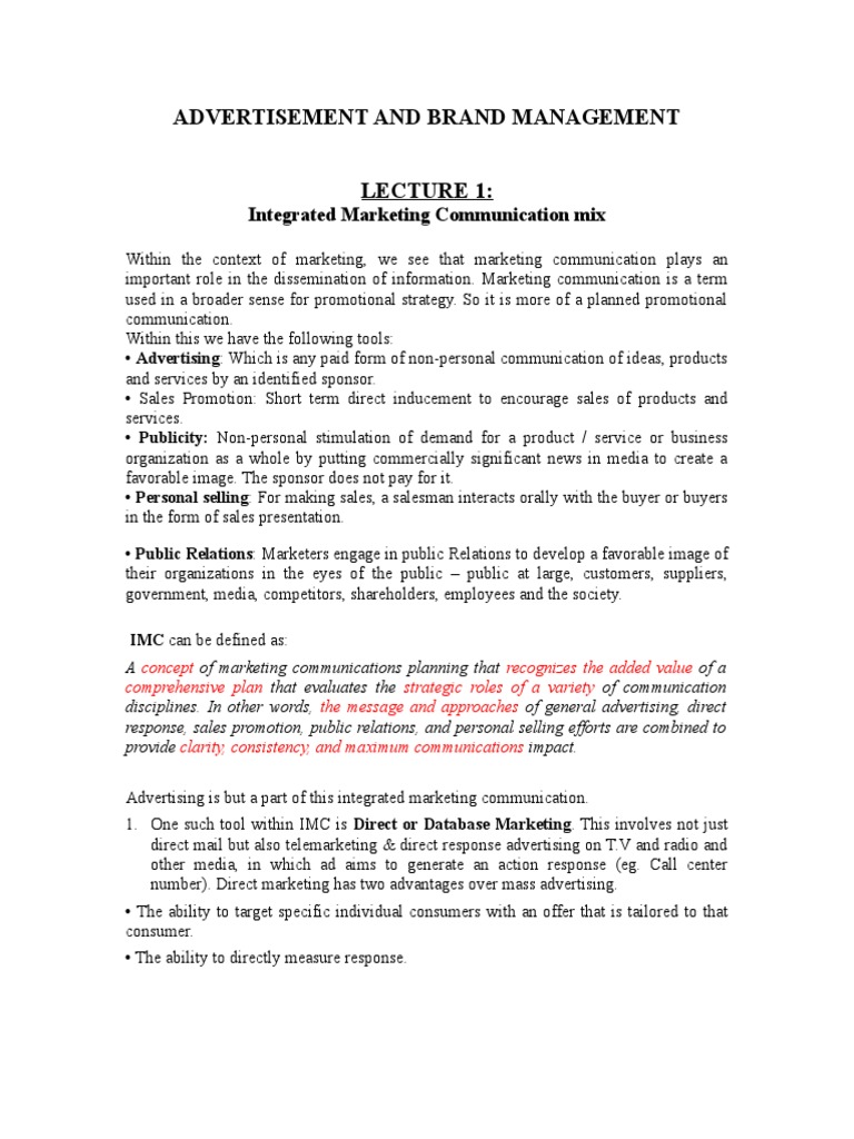 Integrated Marketing Communication Overview | PDF | Marketing ...