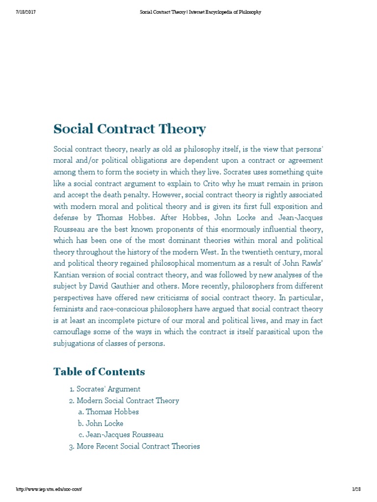 Social Contract Theory - Internet Encyclopedia of Philosophy | Download ...