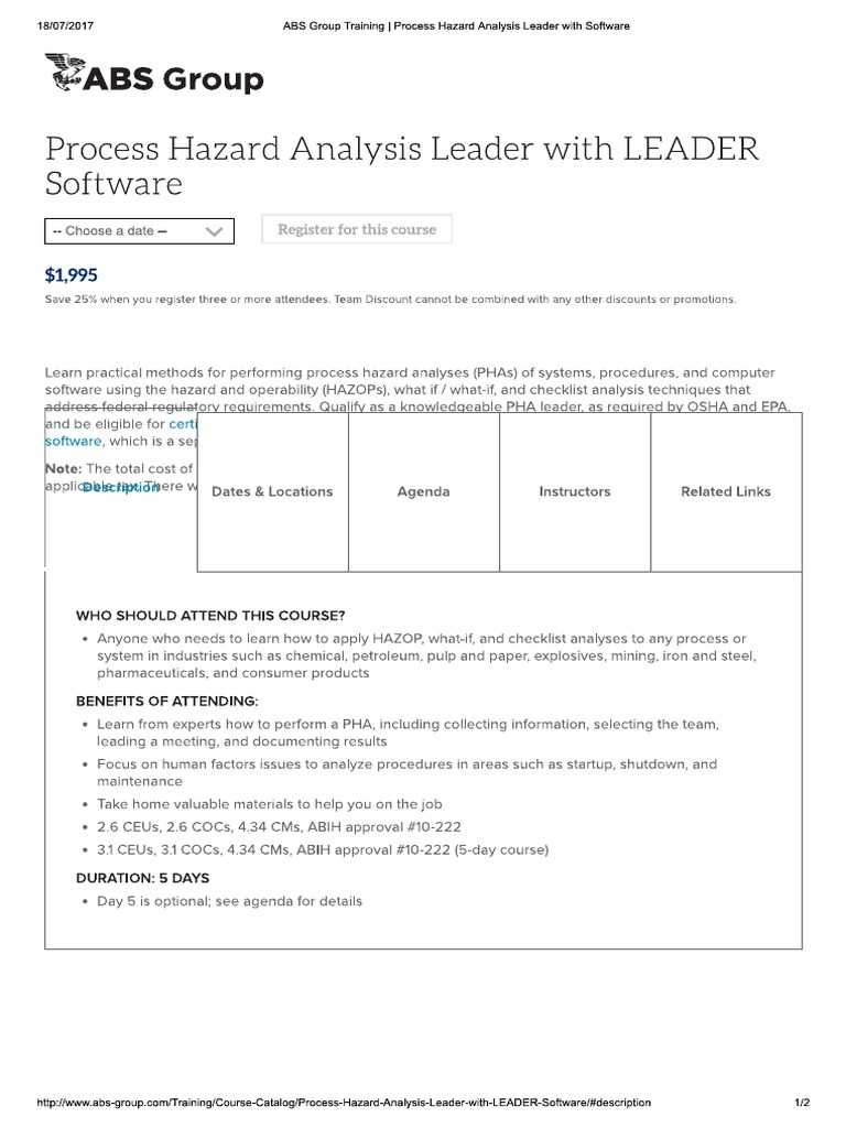 Training - Process Hazard Analysis Leader With Software | PDF