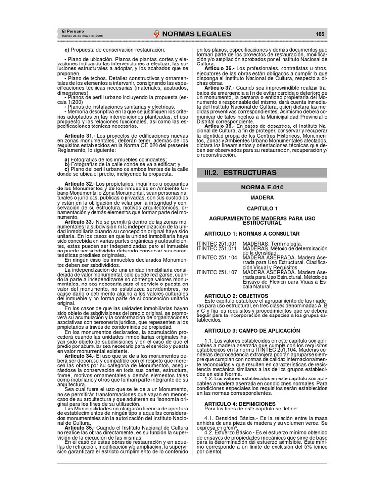 Norma E.010 Madera | PDF | Madera | Rigidez