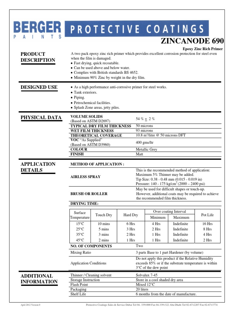 Pds Zincanode 690 Voc | PDF | Epoxy | Corrosion