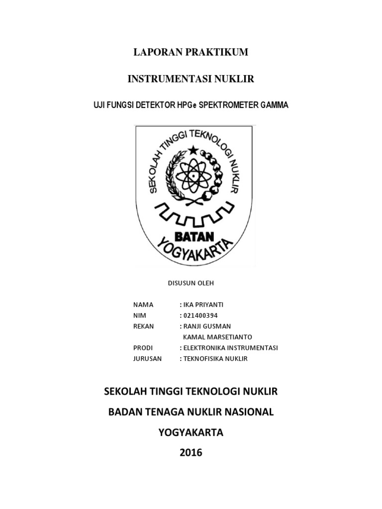 Laporan Uji Fungsi Detektor HpGe Spektrometer Gamma | PDF | Sains & Matematika