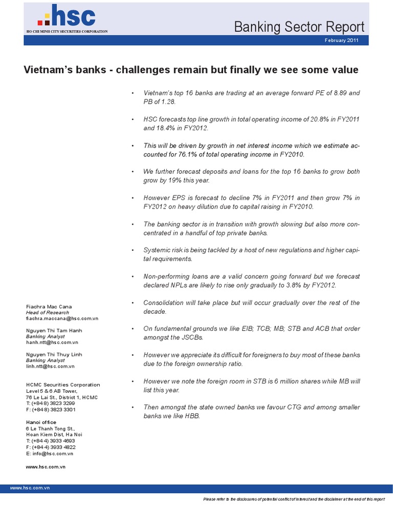 HSC Banking Report Feb11 | PDF | Securities (Finance) | Banks