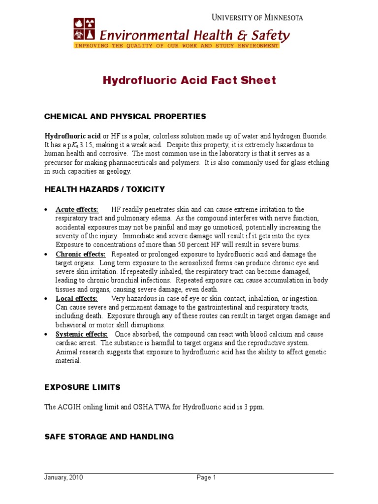 HF Acid Fact Sheet | PDF | Chemical Substances | Chemistry