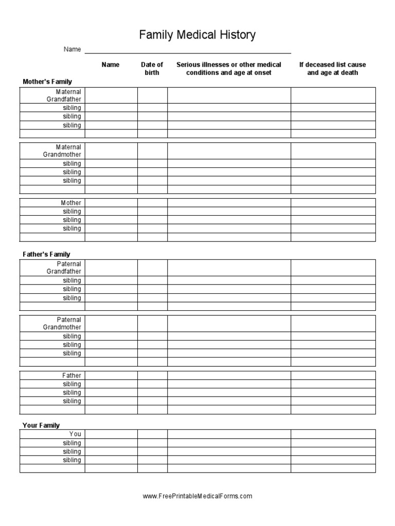 Family Medical History Form | PDF
