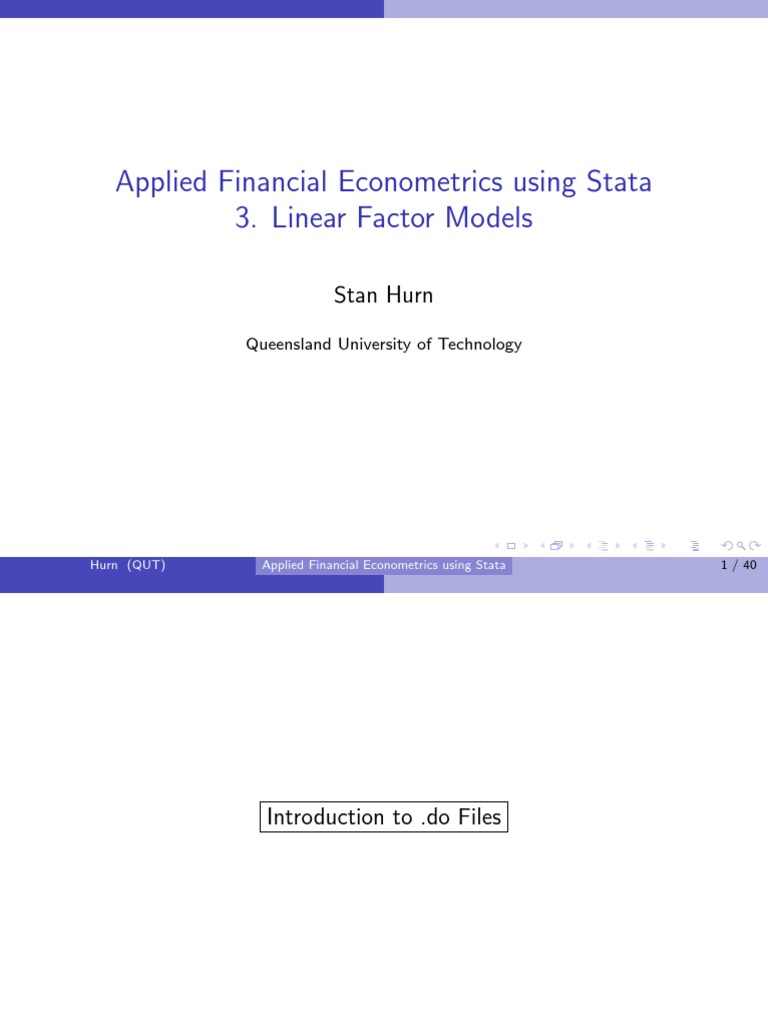 Applied Financial Econometrics Using Stata 3. Linear Factor Models | PDF
