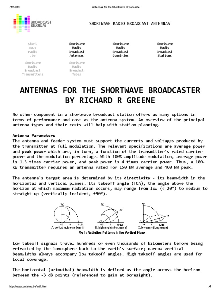 Antennas For The Shortwave Broadcaster | PDF | Antenna (Radio) | Radio