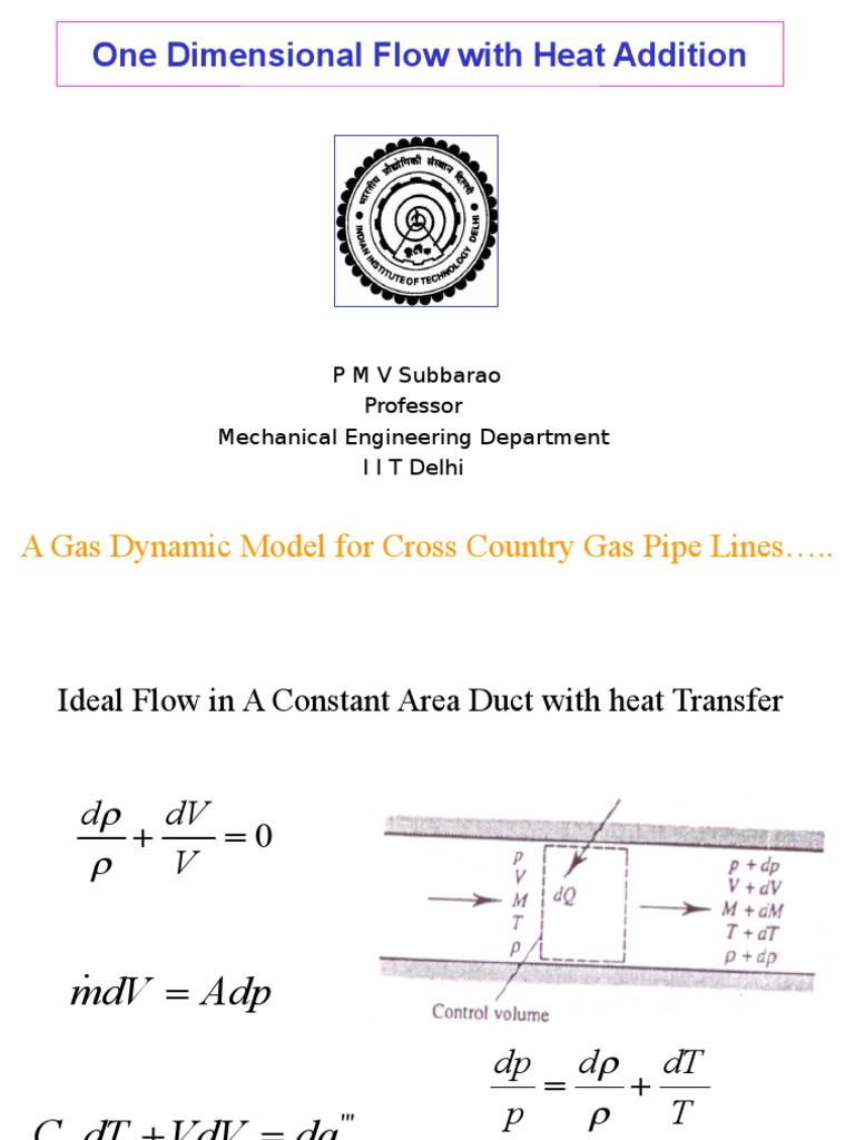 One Dimensional Flow With Heat Addition: A Gas Dynamic Model For Cross ...