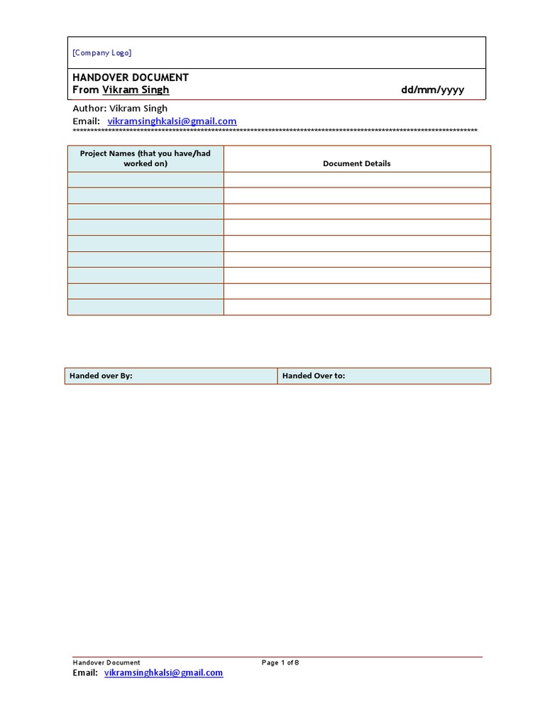 Handover Document | Cyberwarfare | Security