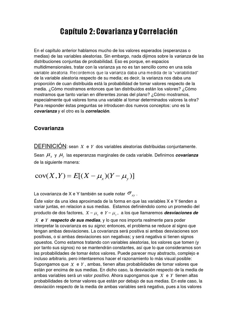 Covarianza y Correlacion PDF | PDF | Covarianza | Correlación y dependencia