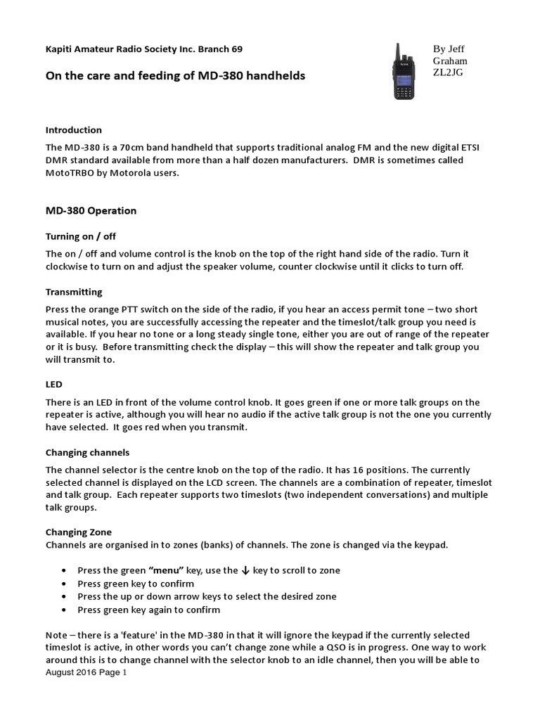 MD380 User Guide | PDF | Radio | Menu (Computing)