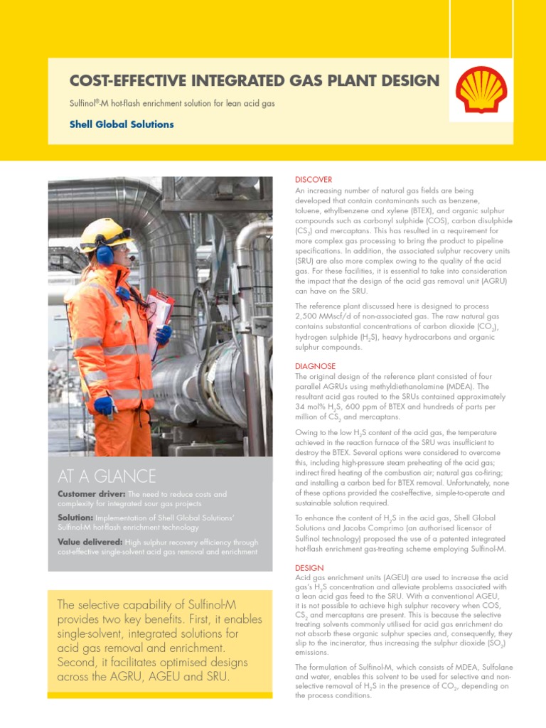 Cost Effective Integrated Gas Plant Design Sulfinol M | PDF | Natural ...