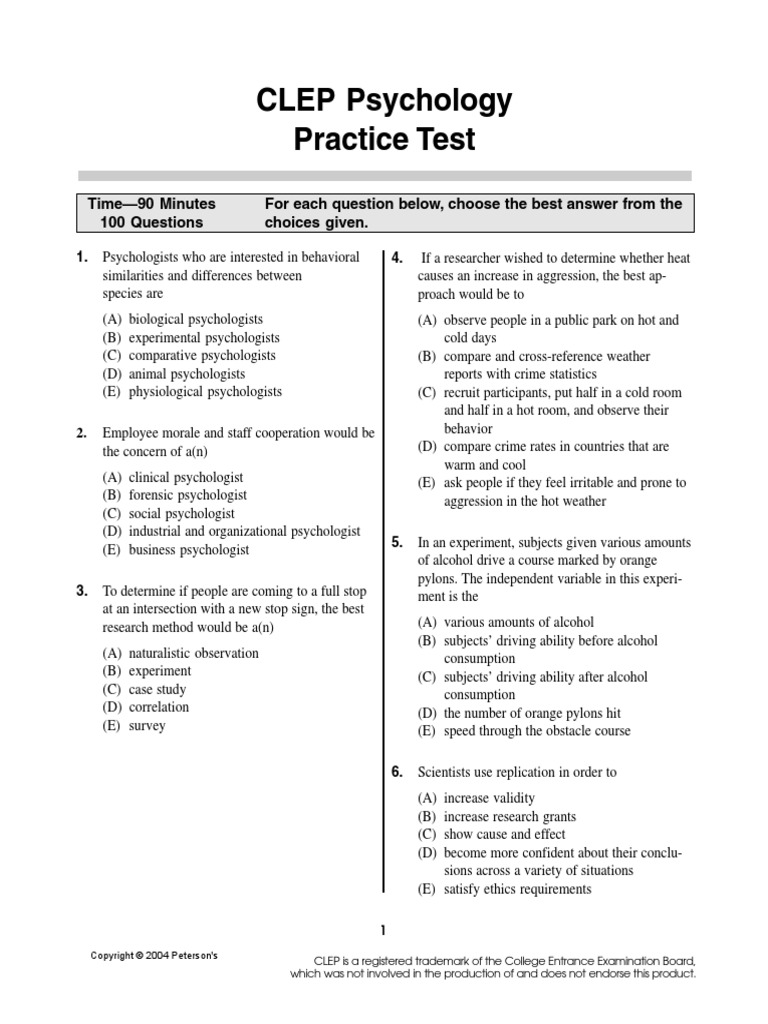 CLEP Practice Test PDF | PDF