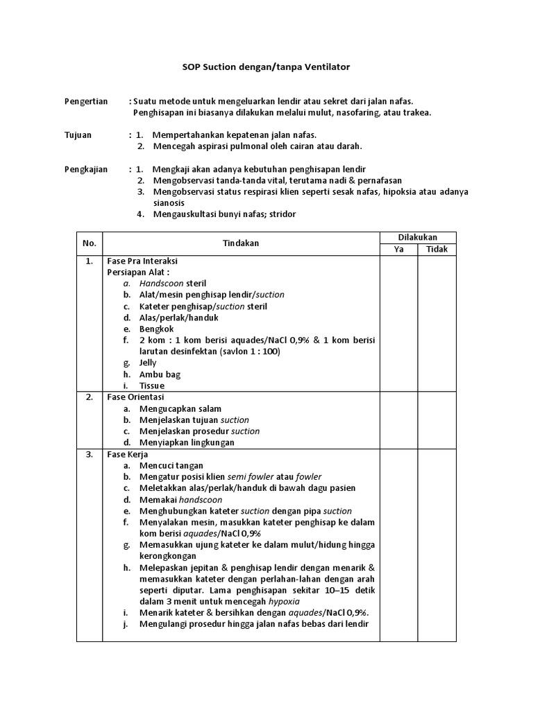 SOP Suction Medis | PDF