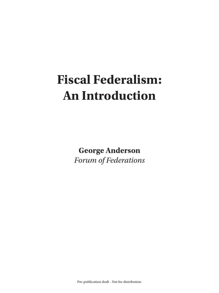 Introduction to Fiscal Federalism | PDF | Fiscal Policy | Federation