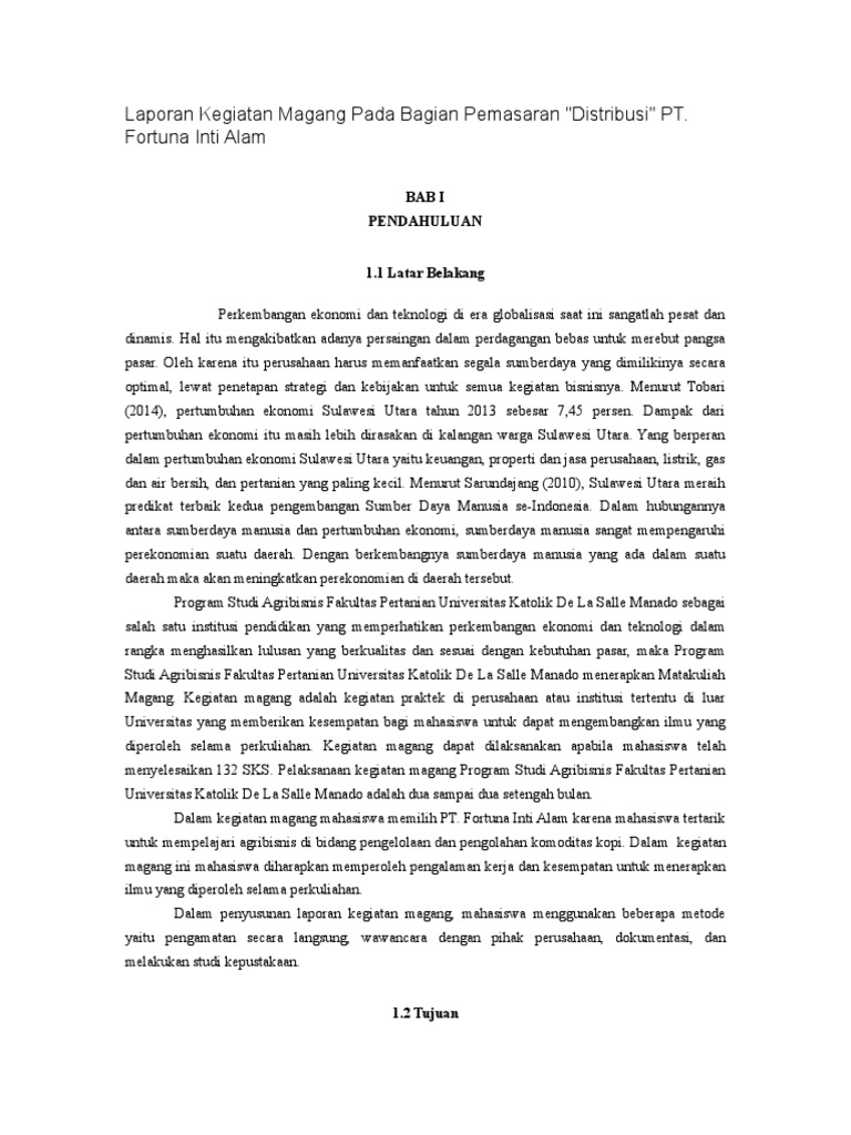 Contoh Laporan Magang | PDF | Karier & Perkembangan | Pengelolaan ...