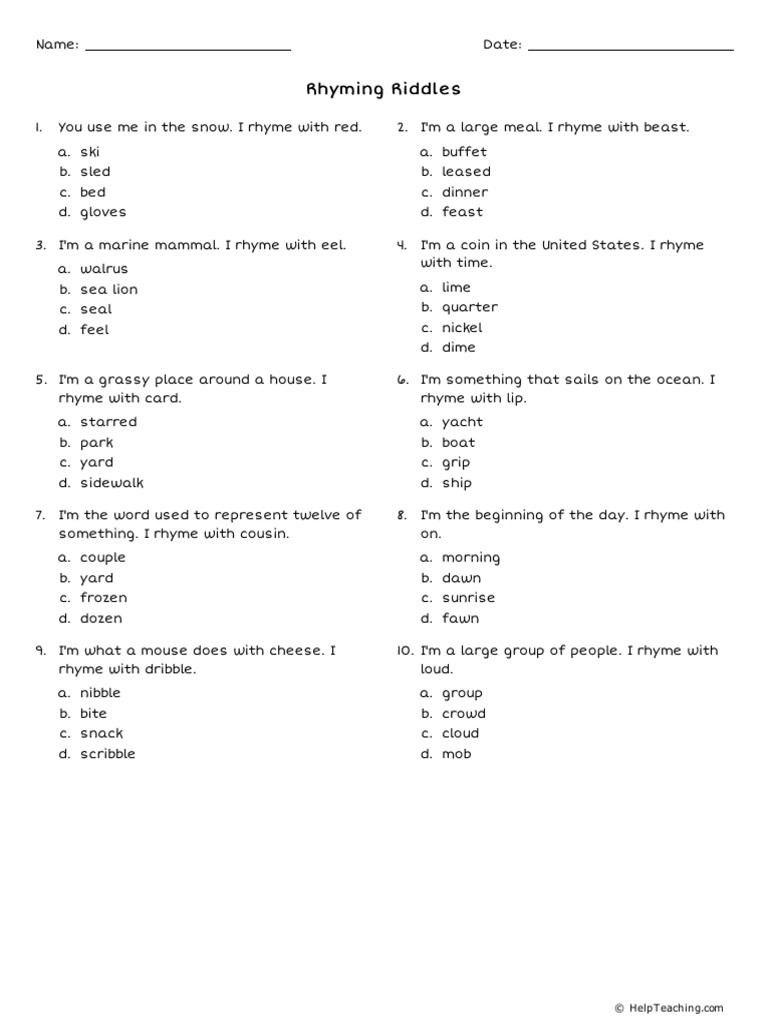 Rhyming Riddles PDF | PDF