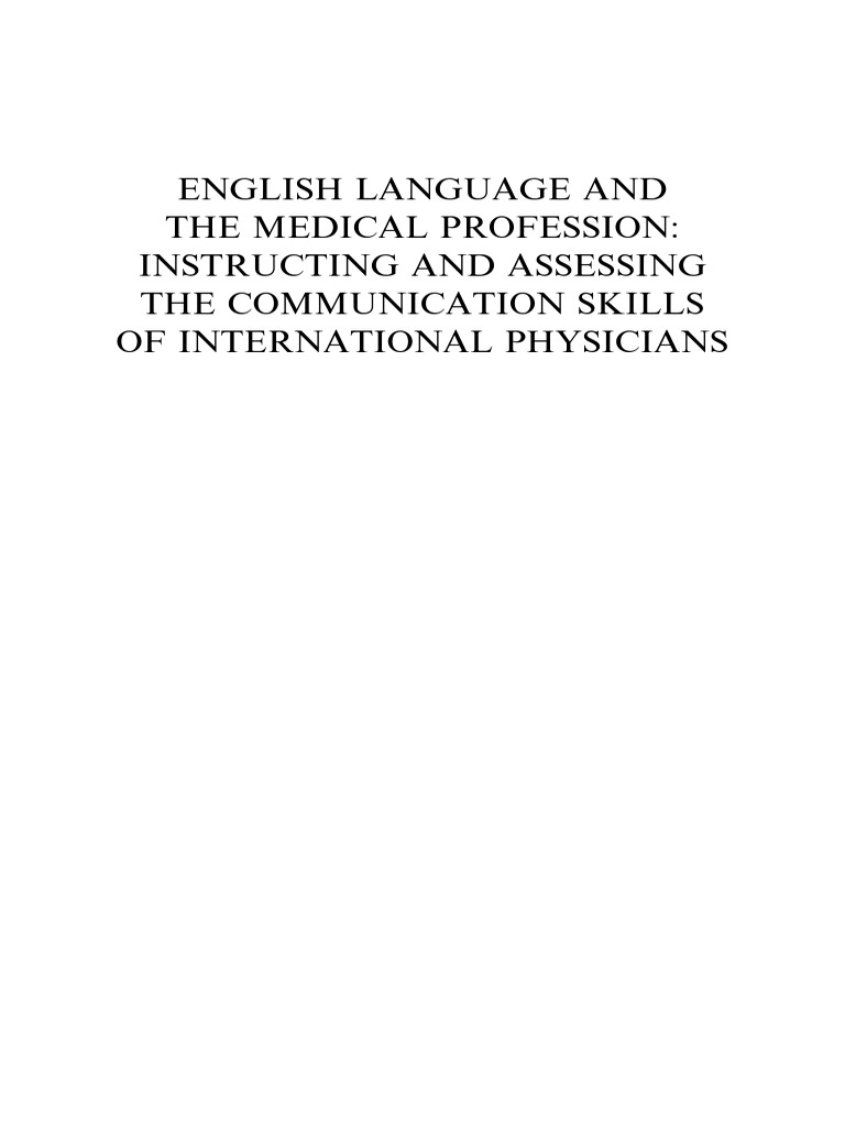 I English Medical Profession | PDF