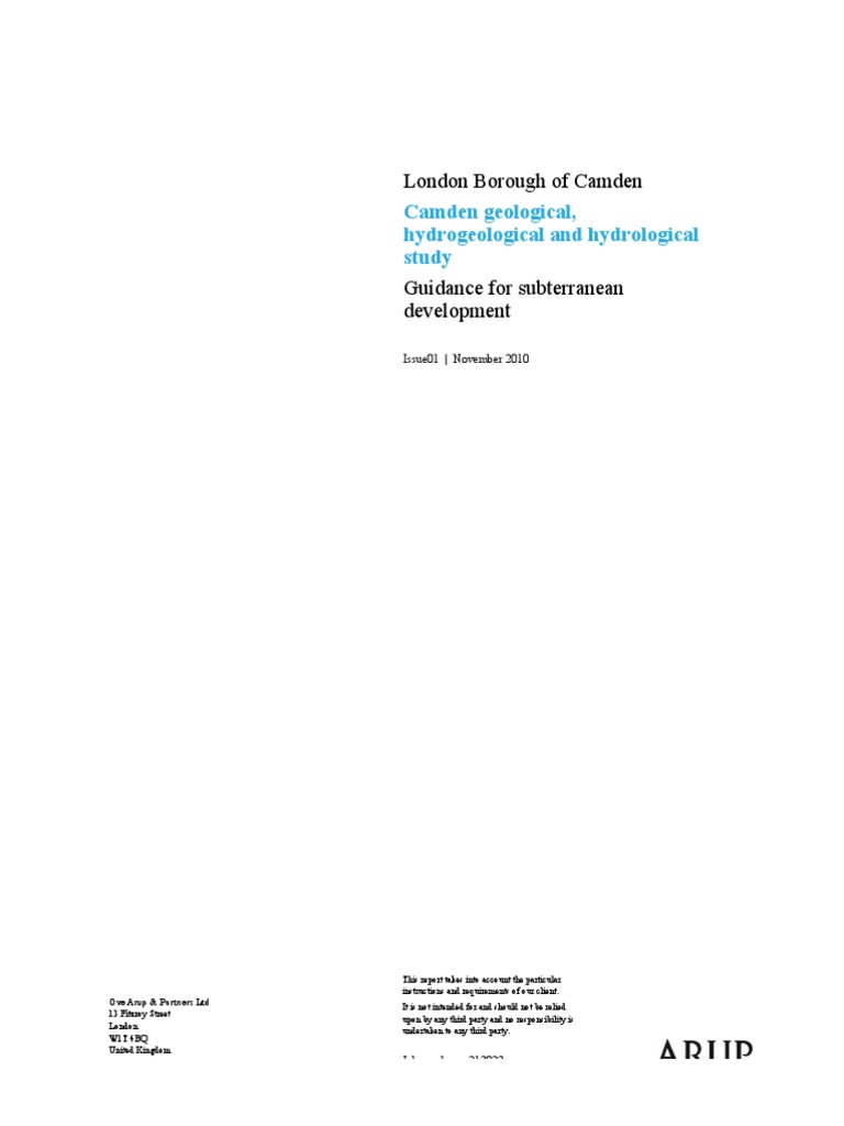 ARUP Hydro-Geological Report Text - Camden | PDF | Flood | Hydrology