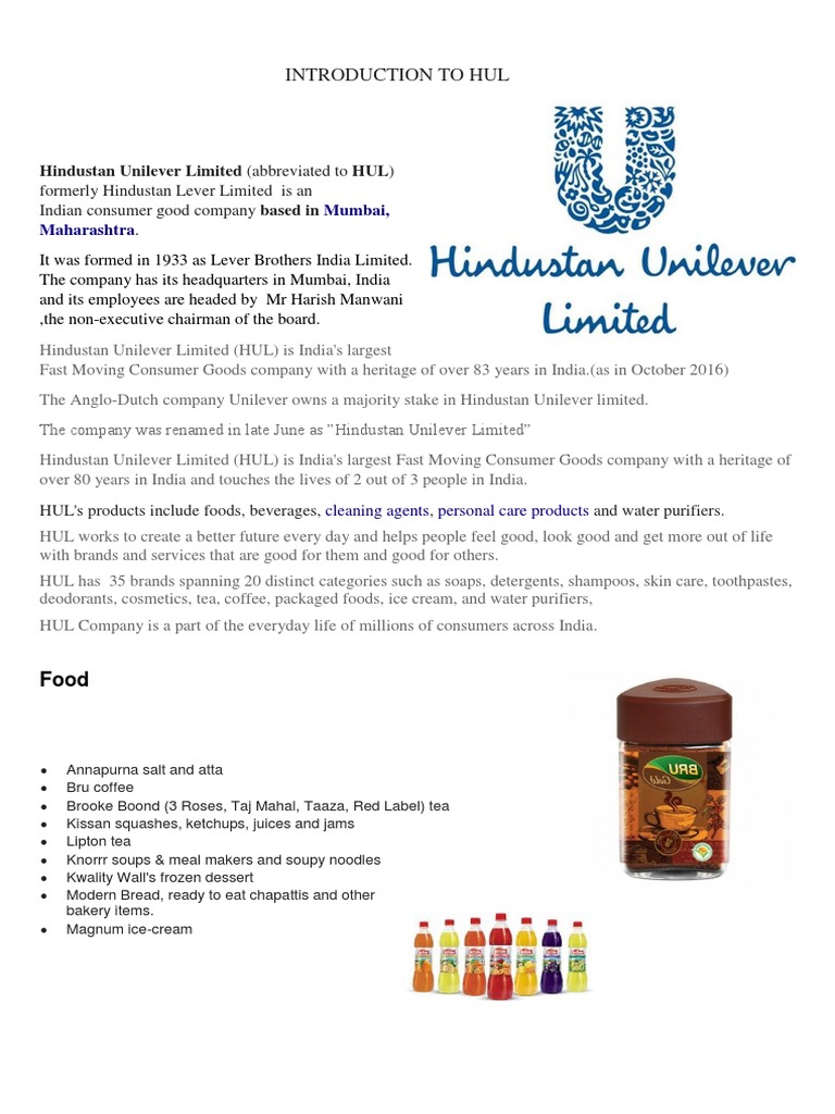 Introduction To Hul | PDF | Unilever | Business