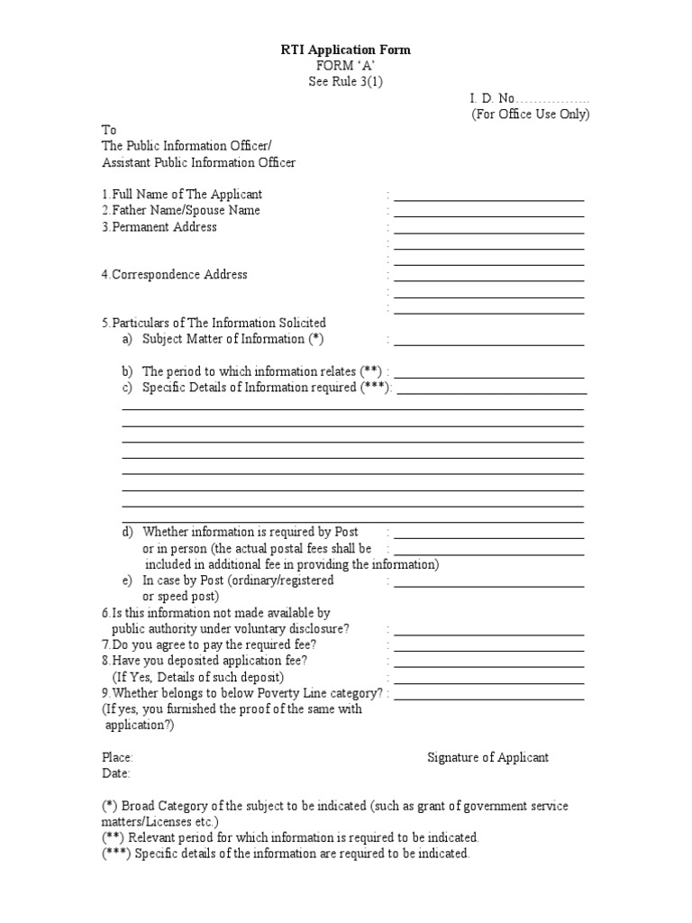 RTI_Application_Form.pdf | Government | Politics | Free 30-day Trial ...