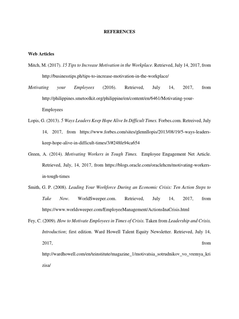 References: Motivating Your Employees | PDF | Employment | Motivation