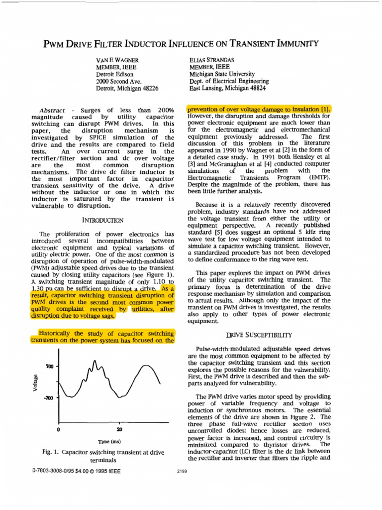 PWM Drive Filter Inductor Influence On Transient Immunity PAPER | PDF ...