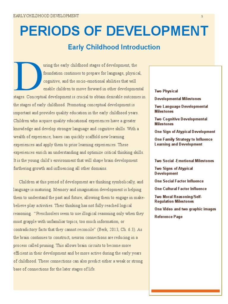 Week 2 Assignment Early Childhood Fact Sheet | PDF | Child Development ...