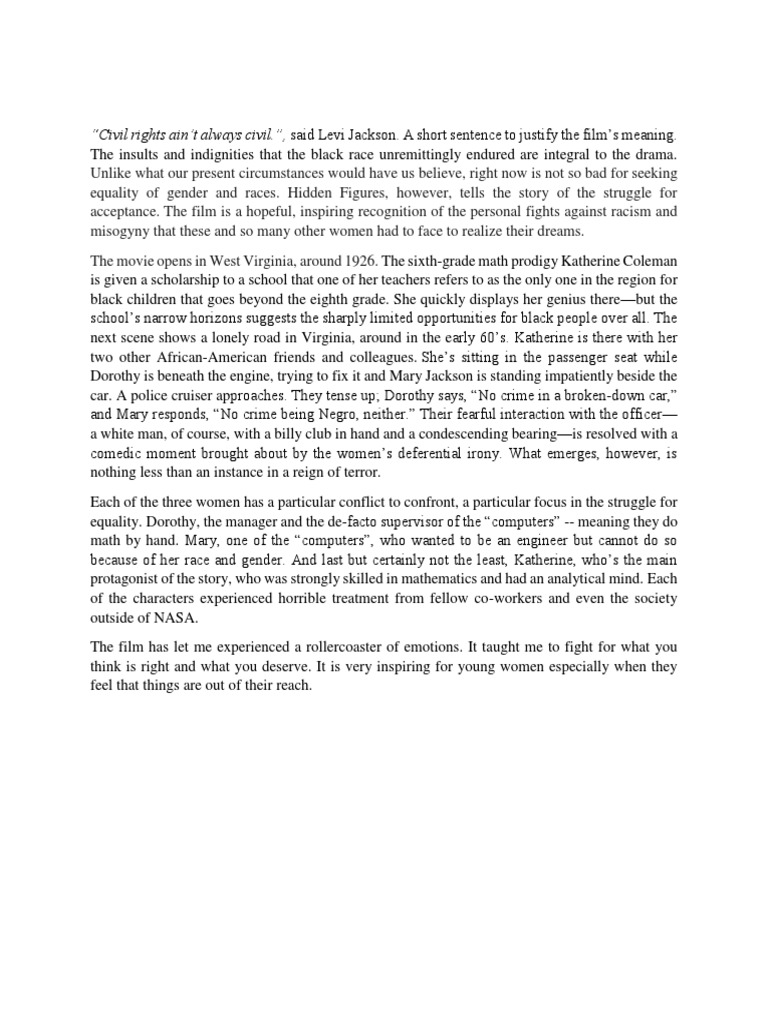 Hidden Figures Review | PDF | Hidden Figures