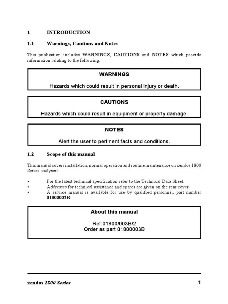 1 1 1 Warnings Cautions And Notes Hazards Which Could Result In