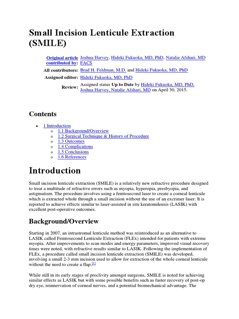 Small Incision Lenticule Extraction | PDF | Cornea | Eye