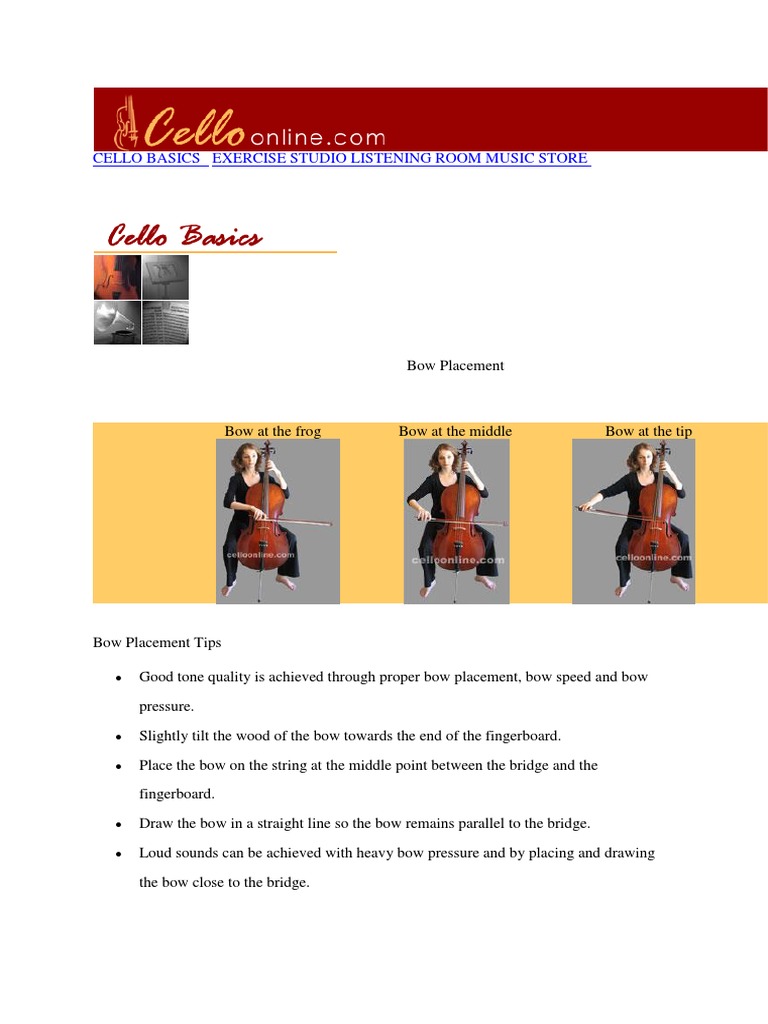 Cello Basics Exercise Studio Listening Room Music Store | PDF