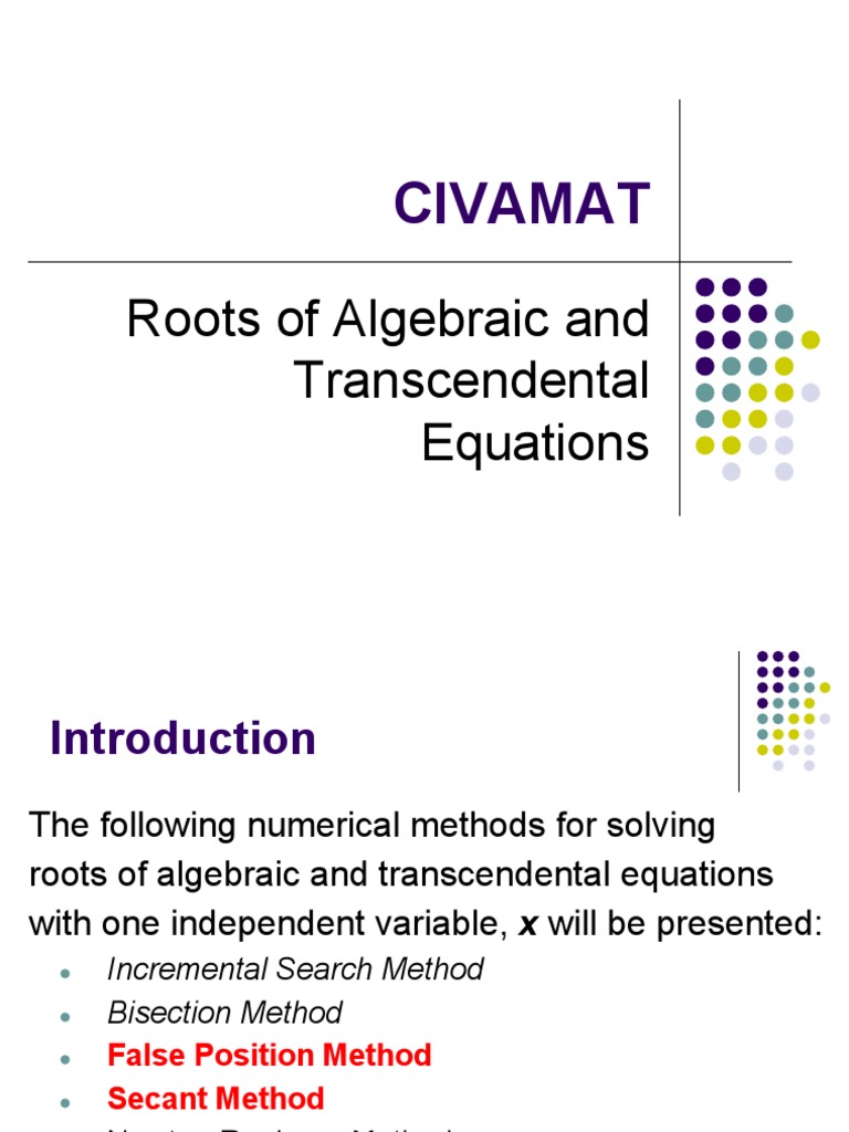 6 Numerical Methods 2 False Position and Secant | PDF | Algorithms | Algorithms And Data Structures