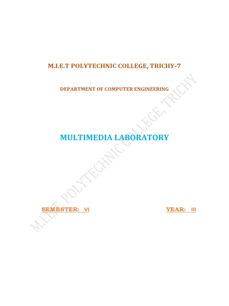 Multimedia Lab | PDF | Streaming Media | 3 D Computer Graphics
