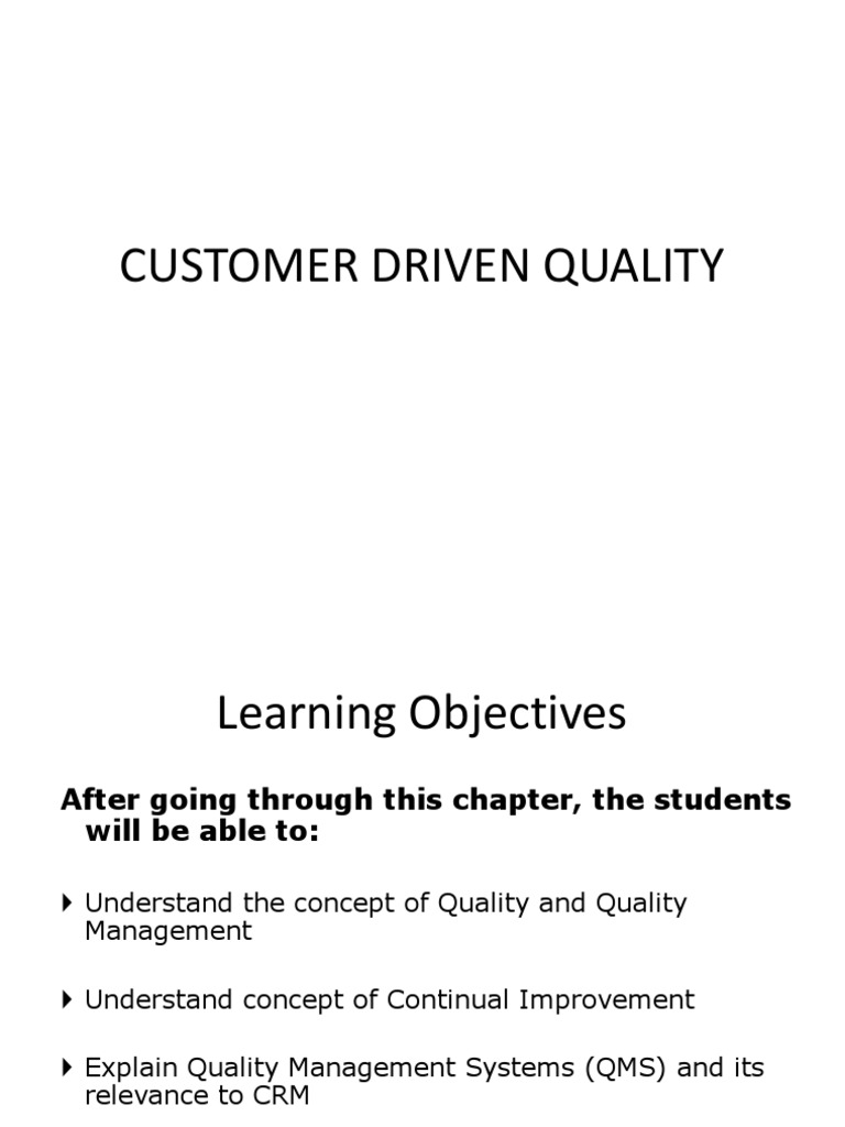 Customer Driven Quality | Quality Management | Quality Management System
