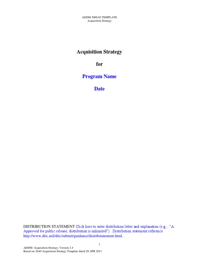 Acquisition Strategy ADDM Template v2.4 | PDF | Strategic Management ...
