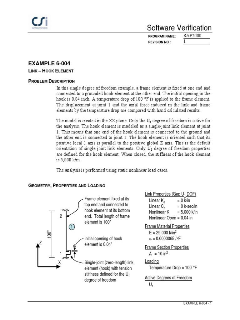 SAP2000 Hook Element Analysis | PDF | Stiffness | Mathematical Analysis